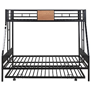 UBGO Triple Bunk Beds for Kids,Metal Triple Bunk Beds Twin Over Twin & Twin Bunk Bed Fame With Safety Guardrails and Ladders for 3,Three Twin Bunk Beds for Kids Teens Boys Girls, Space Saving,No Noise
