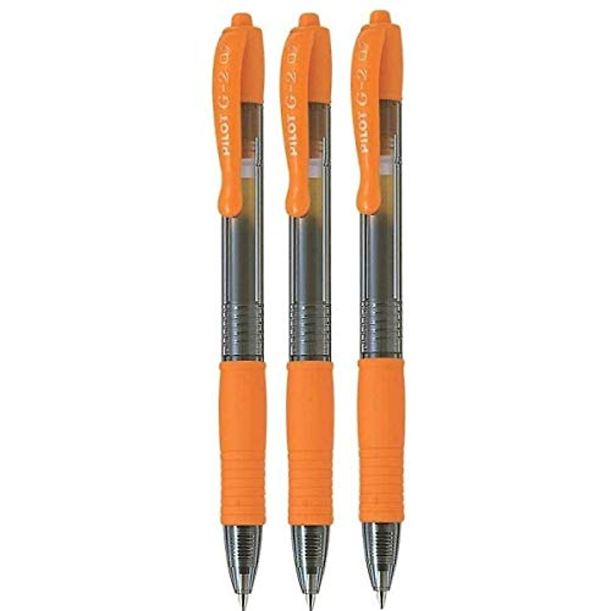 Pilot G2 07 Orange Fine Retractable Gel Ink Pen Rollerball 0.7mm Nib Tip 0.39mm Line Width Refillable BL-G2-7 (Pack of 3)
