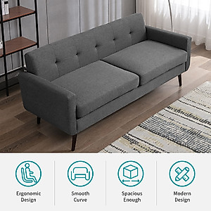 BALUS 80" W Sofa Couch, Upholstered Modern Couch Oversized Loveseat Button Tufted with Thickened Cushion, Mid Century Furniture for Living Room/Bedroom/Apartment Office, Easy Assembly