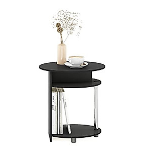 Furinno JAYA Simple Design Oval End Table with Bin, Americano/Chrome