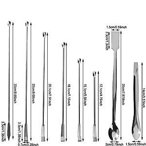 12 Pcs Stainless Steel Lab Spatula Micro Lab Scoop Spoon Reagent Laboratory Spatula Sampling Spoon with Pouch for Powders Gel Cap Filler, Capsule Filler