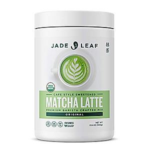 Jade Leaf Matcha Organic Cafe Style Sweetened Matcha Latte Premium Barista Crafted Mix - Sweet Matcha Green Tea Powder - Authentic Japanese Origin (1.1 Pound Tin)