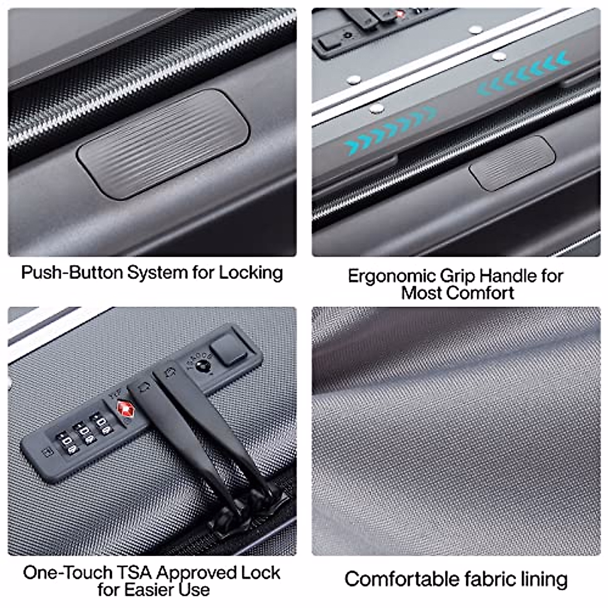 Hanke Carry On Luggage Hard Shell Suitcases with Spinner Wheels Top Zip Suitcase for Men Women TSA Luggage Travel Suit Case Lightweight Wide Handle Rolling Luggage 20 Inch(Graphite Grey)