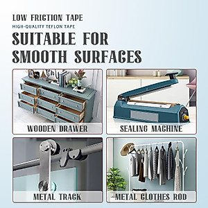 MEBMIK 1 Roll 1 Inch x 33 Feet Low Friction Tape,Drawer Slide Tape,Drawer Glide Tape,Squeak Resistant Tape,Abrasion Resistance Tape,Surface Protection Tape for Drawer,Cabinet,Curtain,Furniture,White