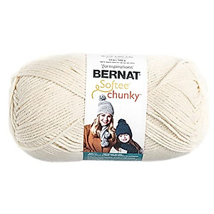 Bernat 16113030008 Big Ball Chunky Solid Yarn, 14oz, Super Bulky 6 Gauge, 100% Acrylic - Cream - Machine Wash & Dry