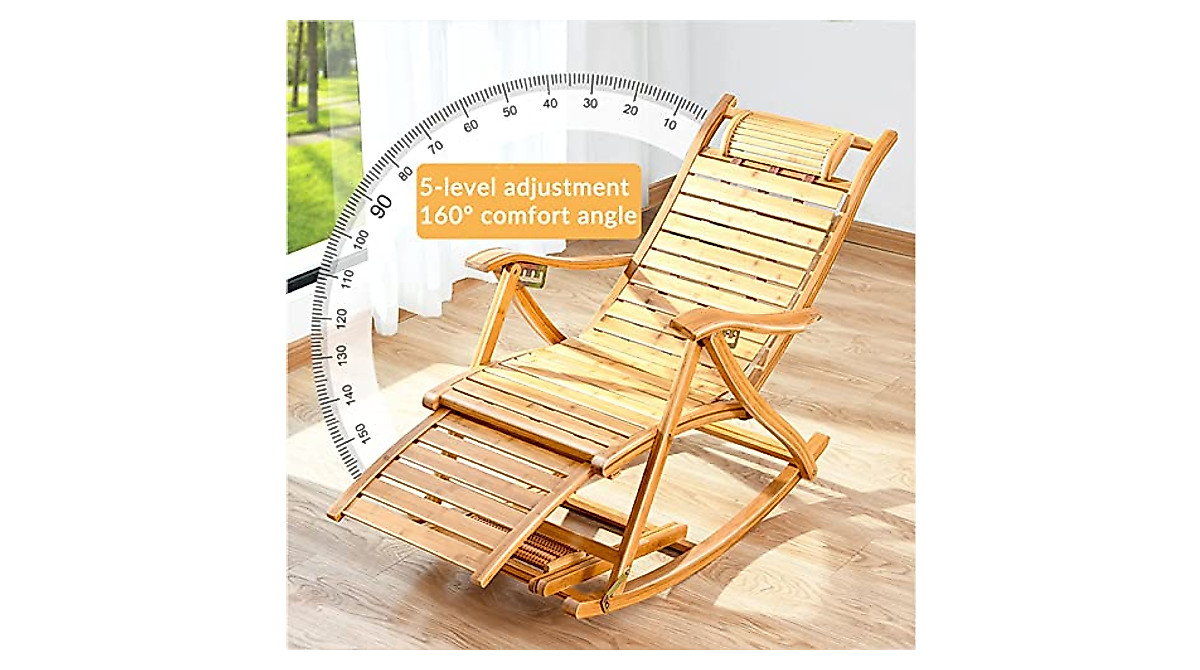 Oversized Wooden Rocking Chair - Ergonomic & Foldable