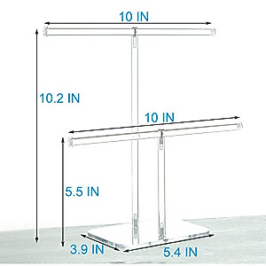 lengnoyp Premium Jewelry Stand , Solid Clear 2-Tier Acrylic Jewelry Organizer Stand & Bracelet holder Stand for Necklace Display, Ring & Watch Display