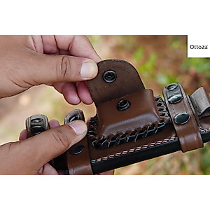 Ottoza TOP GRAIN Leather Knife Sheaths for Fixed Blade Knives, LEFT HAND Leather Knife Sheath for Belt, Leather Knife Holster Belt Knife Holder, Horizontal Knife Sheath for Belt No:65