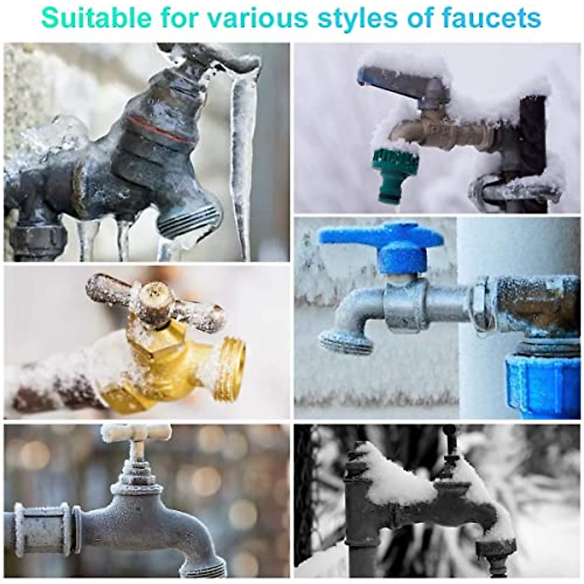 Outdoor Faucet Covers for Winter, 2 PCS 6"Wx 9"H Reusable Outside Faucet Insulated Cover Socks, Freeze Protection Garden Hose Cover Socks for Wall Taps Outside