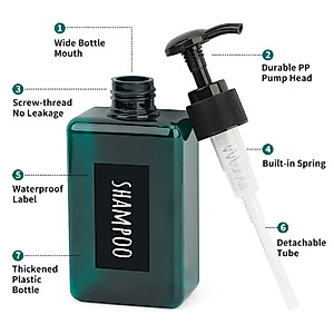 Segbeauty Refillable Soap Dispenser, 4 Pack 6.8oz Plastic Square Press Pump Bottles, 200ml Empty Travel Containers Lotion Cosmetic Bottle Set for Hand Wash Shampoo Conditioner Shower Gel Essential Oil