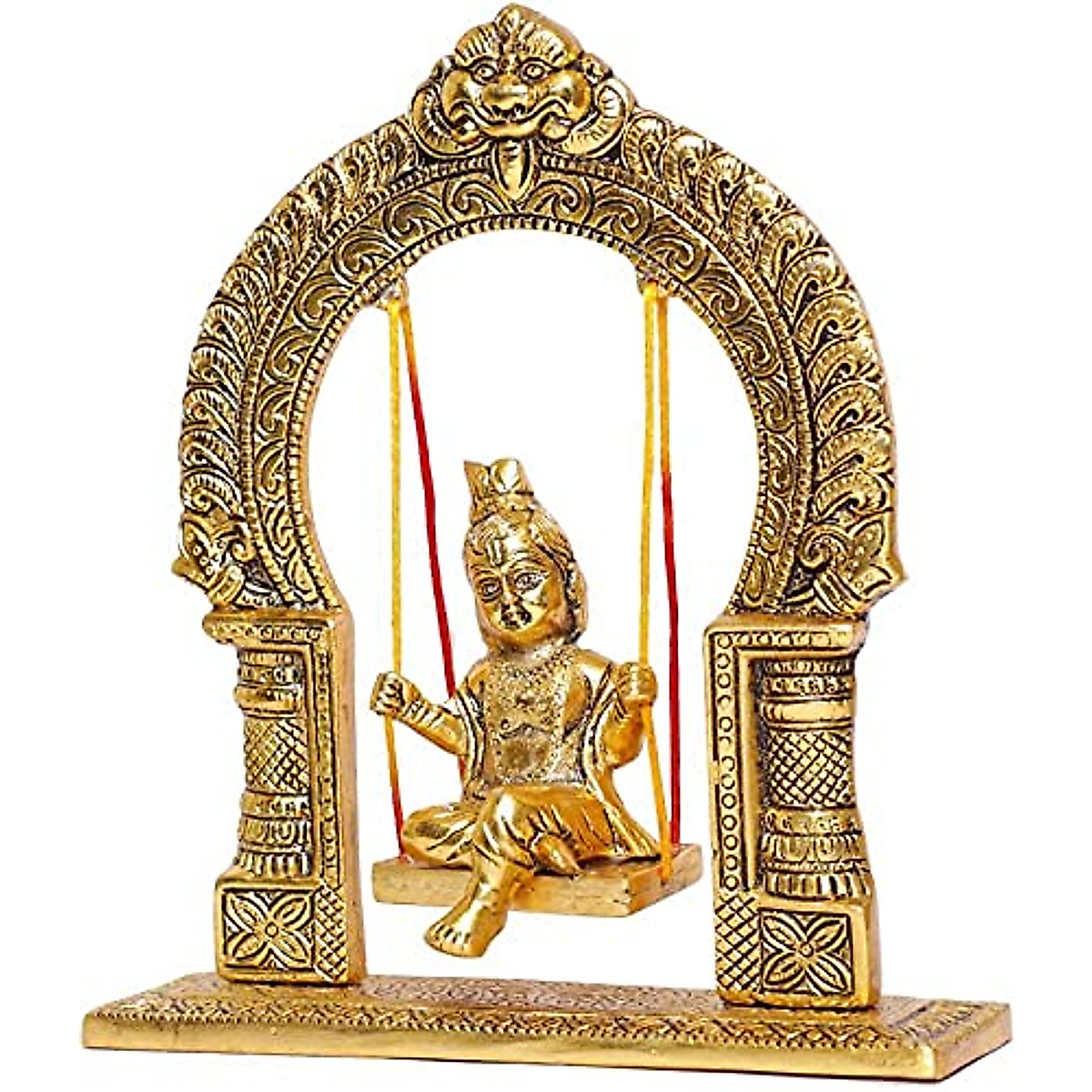 Laddu Gopal Swing Jhula/Krishna Jhula palna for Temple/Pooja Room, Decor Your Home,Office & Gift Your Relatives On Wedding,Anniversaries,Birthday.(22.5 cm)Gold
