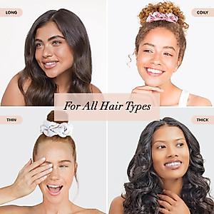 Kitsch Scrunchies for Women's Hair - Velvet Hair Scrunchies | Large Hair Ties for Women | Hair Tie Scrunchies for Girls | Cute Scrunchie & Sleepy Tie | Hair Bands & Ponytail Holders, 5pc (BlushMauve)