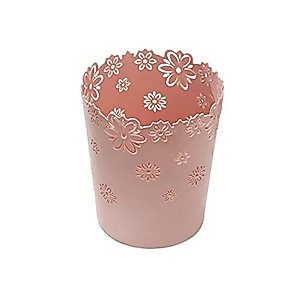Susoonfo Waste Paper Bin,Decorative Small Trash,Fashion Hollow Style,Plastic Waste Bin for office,Craft Room,Kitchen or Bathroom (Pink)
