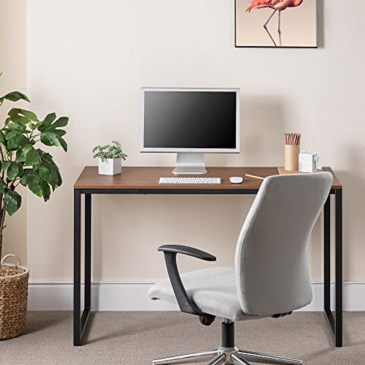 ZINUS Jennifer 47 Inch Black Frame Desk / Computer Workstation / Office Desk / Easy Assembly, Brown