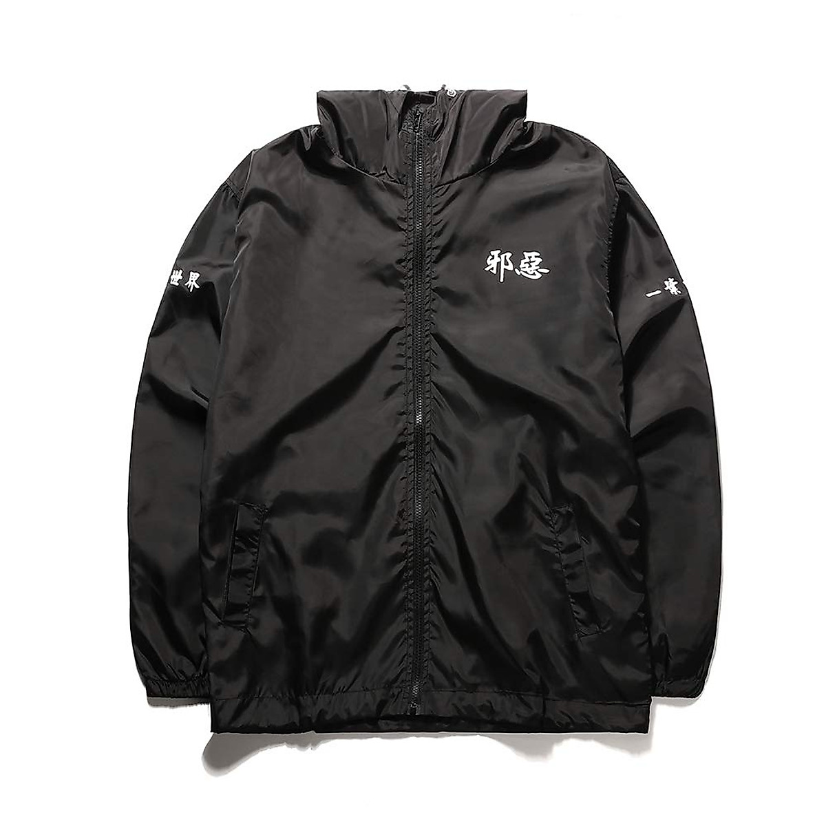 AITFINEISM Men's Lightweight Windbreaker Jacket Casual Zip Up Jackets With Hooded (Small, Black-1)