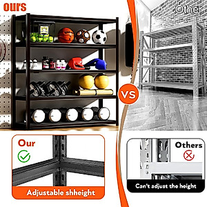 Howezone 72" H Garage Shelving 2000LBS Heavy Duty Storage Shelves Adjustable 5 Tier Metal Shelves for Storage Garage Industrial Shelving Utility Racks,16" D x35.5 Wx72 H,Black