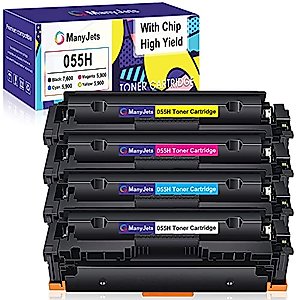 ManyJets 055H Compatible Toner Cartridge Replacement for Canon 055H CRG-055H 055 CRG-055 Work with Canon imageCLASS MF743Cdw MF741Cdw MF746Cdw MF745Cdw MF740C LBP664Cdw LBP660C (with Chip,4-Pack)