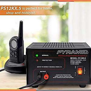 Pyramid Universal Compact Bench Power Supply - 10 Amp Linear Regulated Home Lab Benchtop AC-to-DC 12V Converter w/ 13.8 Volt DC 115V AC 250 Watt Input, Screw Type Terminals, Cooling Fan, LED