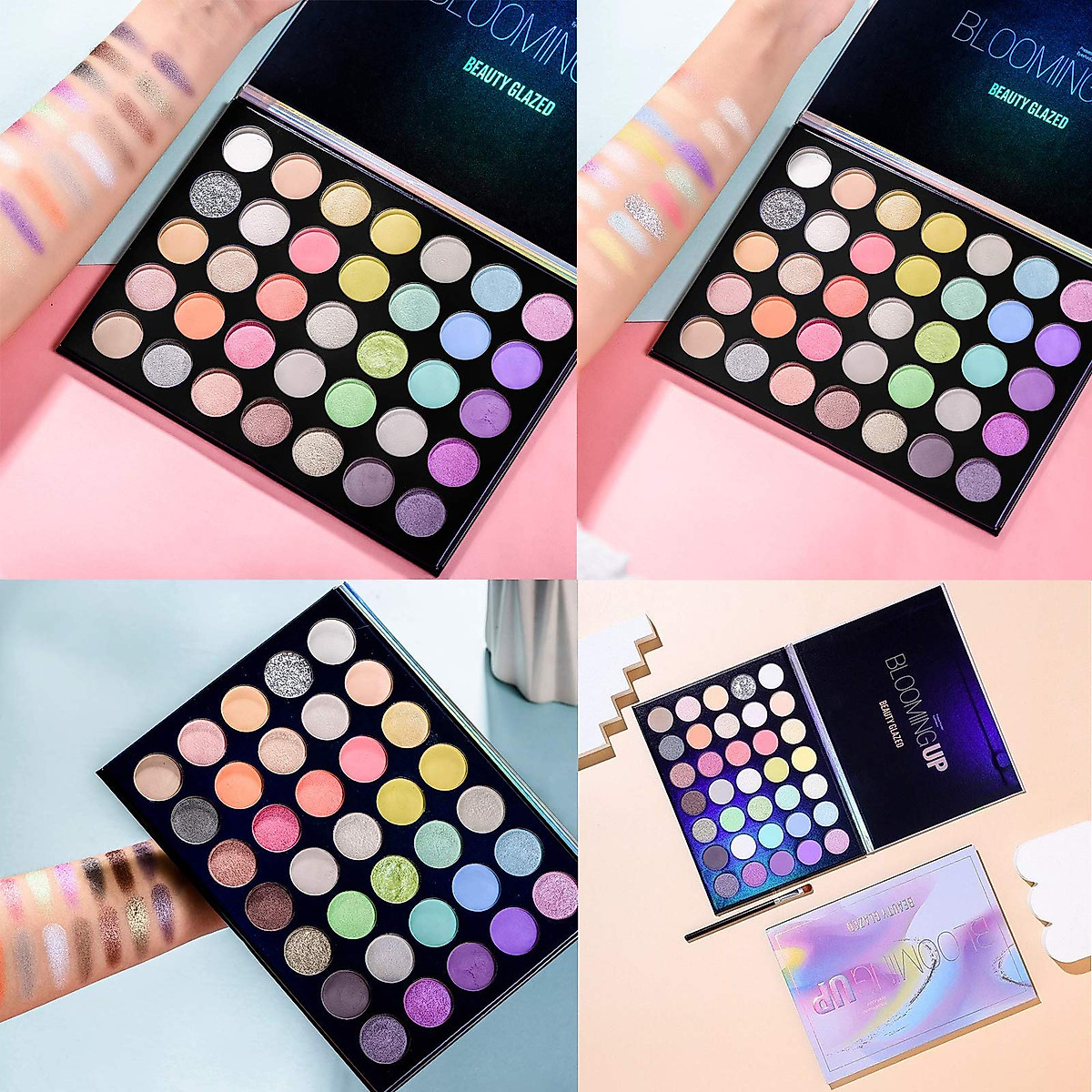 MYUANGO Blooming Up Eyeshadow Palette-35 Shades Matte Shimmer Glitter Makeup Palette for Beginners - Waterproof, Blendable, Long-Lasting - Cruelty-Free