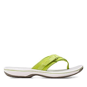 Clarks womens Breeze Sea Flip Flop, Lime Synthetic, 5 US