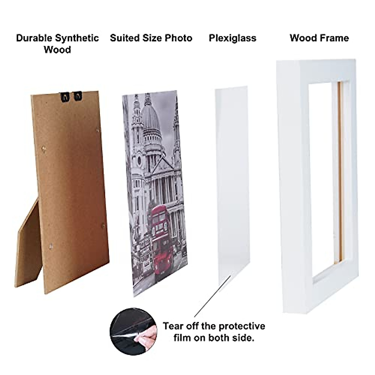 Charein 5x7 Picture Frame Set of 10, Made of solid wood for Tabletop and Wall Mounting Display, Classic Photo Frame for Home Office Wall Gallery Decor, Display for Wall Artwork, photographs, White