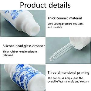 Wwolife 4 PCS 1 2/3oz (50ml) Blue and White Porcelain Ceramic Dropper Bottles Perfume Aromatherapy Cosmetic Container Essential Oils Sample Empty Dropper Bottles with Funnel Include