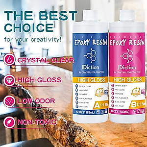 Epoxy Resin - 16 Oz. Art Resin, Crystal Clear Resin Kit, Epoxy Casting and Coating for Art, Jewelry, Tumblers, River Tables, Easy Mix 1:1 Resin Epoxy with Sticks, Graduated Cups and Gloves