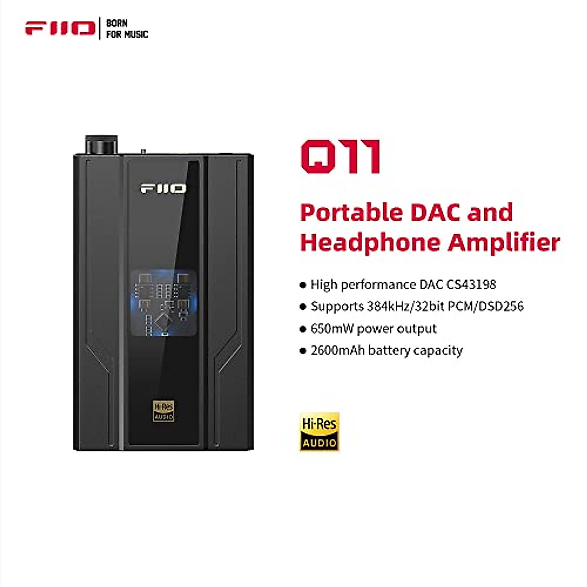 FiiO JadeAudio Q11 DAC Headphone Amplifier DSD256 PCM 32bit/384bit for Smartphones/PC 3.5mm 4.4mm Outputs