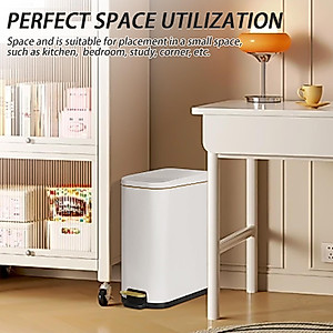 Doyingus 4 Gallon Trash Can with Lid Soft Close, Slim Stainless Steel Garbage Can with Removable Inner Bucket for Bathroom, Office (White)