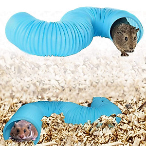 Collapsible Pet Tunnel, 2 PCS Hamster Fun Plastic Tunnels, Foldable Hideaway Exercising Training Tube Toys for Dwarf Hamster, Guinea Pig, Gerbil, Mouse, Rat and Ferrets