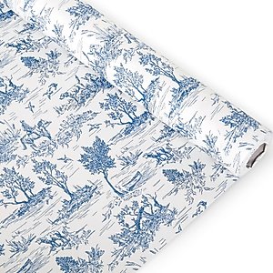JarThenaAMCS Classic French Village Printed Wrapping Paper Roll 17 In x 32.8Ft White Blue Rustic Rural Scenery Gift Wrap Paper Decorative Art Paper for Birthday Gift Packing Supplies
