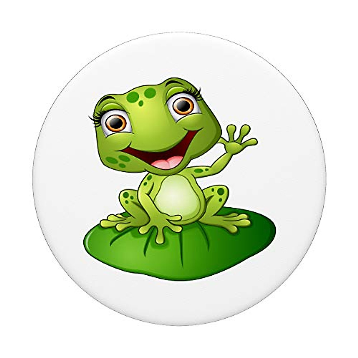Cute Green Frog on Lilly Pad