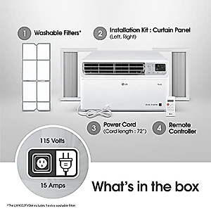 LG 10000 BTU Window Air Conditioners [2023 New] Dual Inverter Remote WiFi Enabled App Ultra-Quite Washable Filter Cools 450 Sq.Ft AC Unit air conditioner Easy Install White LW1022FVSM