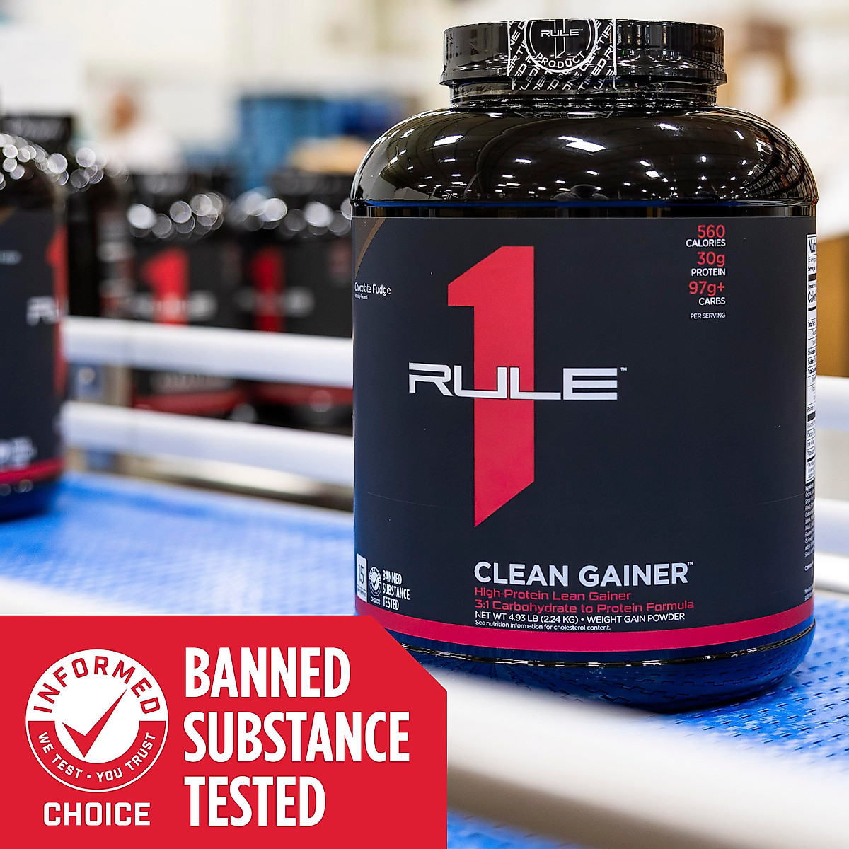 Rule One Proteins, R1 Clean Gainer - High-Protein Lean Gain Formula with 560 Calories, 30g of Full-Spectrum Protein, Over 90g Carbs, Under 6g of Fat (15 Servings, Chocolate Peanut Butter)