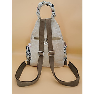 HUANGGUOSHU Backpack Purse for Women - Boho Style Small Convertible Sling Bag with Woven and Mushroom Design - Perfect Mini Backpack for Fashionable Hippie Ladies Cat