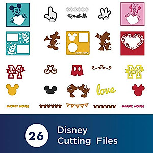 Brother ScanNCut Disney Pattern Collection 1 CADSNP01, Classic Mickey & Minnie Mouse, 26 Designs Disney Vinyl Decals, DIY Valentine's Cards, Appliques with Mickey Ears, Gloves, Hearts, Banners & More