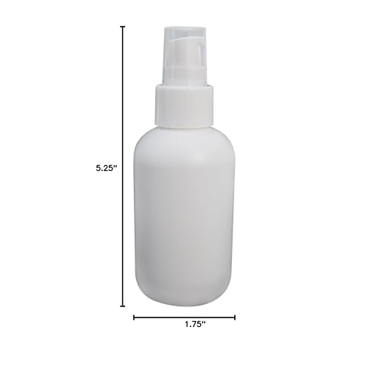 4 Ounce Boston Round Bottles. HDPE Plastic Empty. White Treatment Pump caps (9-Pack)