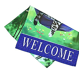 Welcome spring cat garden flags for outside 12x18, seasonal flags with cats double sided house flags, fall House Yard Lawn Decor Holiday Funny Garden Yard Decoration