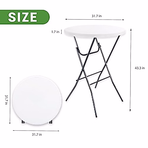 Gnomiya 32in Folding Cocktail Table for Parties, High Top Table Granite White, Bar Height Pub Table for Events, Weddings, Banquets, Family Gatherings