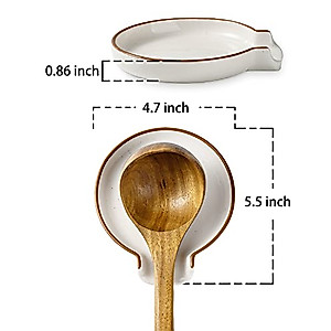 Getstar Spoon Rest for Stove Top, Ceramic Spoon Holder for Kitchen Counter (W4.7"), Farmhouse Decor, Dishwasher Safe
