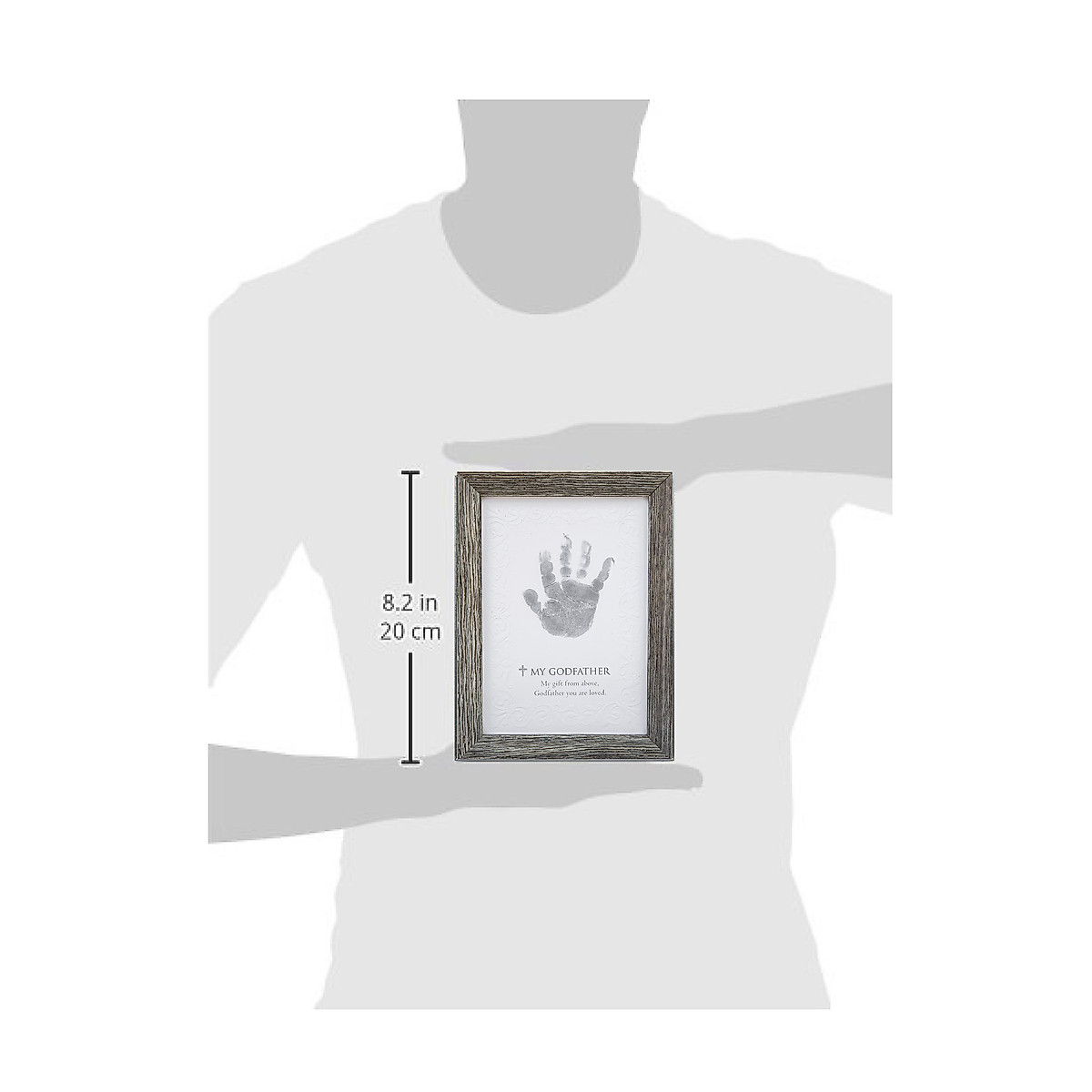 The Grandparent Gift Godmother Godchild Handprint Frame, Grey - Gift for Godmother from Godson or Goddaughter on Baptism, Confirmation
