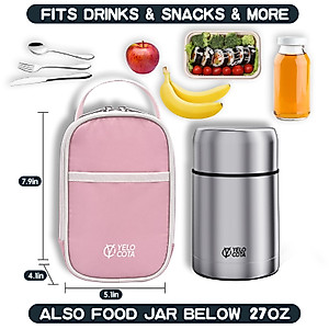 Mini Thermal Bag, Snack Bag, Insulated Lunch Bag, Lunch Cooler Bags, Exact Designed for Insulated Food Jar below 27oz, Lunch Tote Bag for Girls,Women