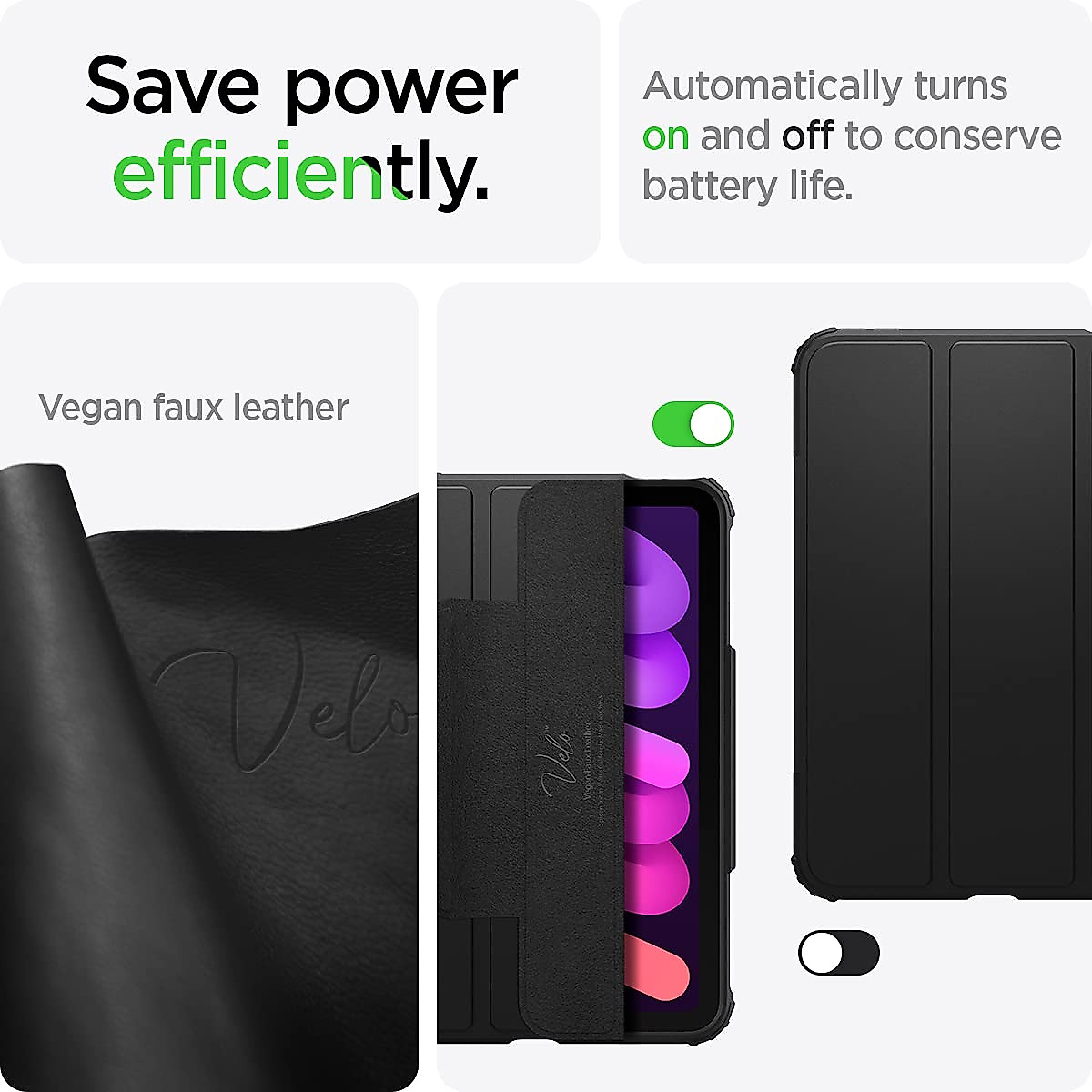 Spigen Ultra Hybrid Pro Designed for 8.3 inch iPad Mini 7 Case A17 Pro (2024), iPad Mini 7th/6th Generation Case (2024/2021) w/Clear Transparent Back and Pencil Holder - Black