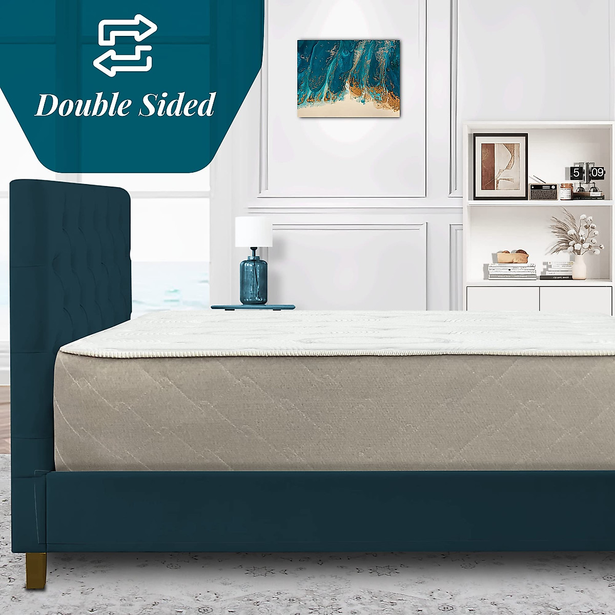 Greaton 14" Firm Hybrid Mattress, Stable and Comfortable Double Sided Bed Mattresses, Provide Equal Level Body Support and Correct Posture, Fully Assembled Bedding, White, Full XL