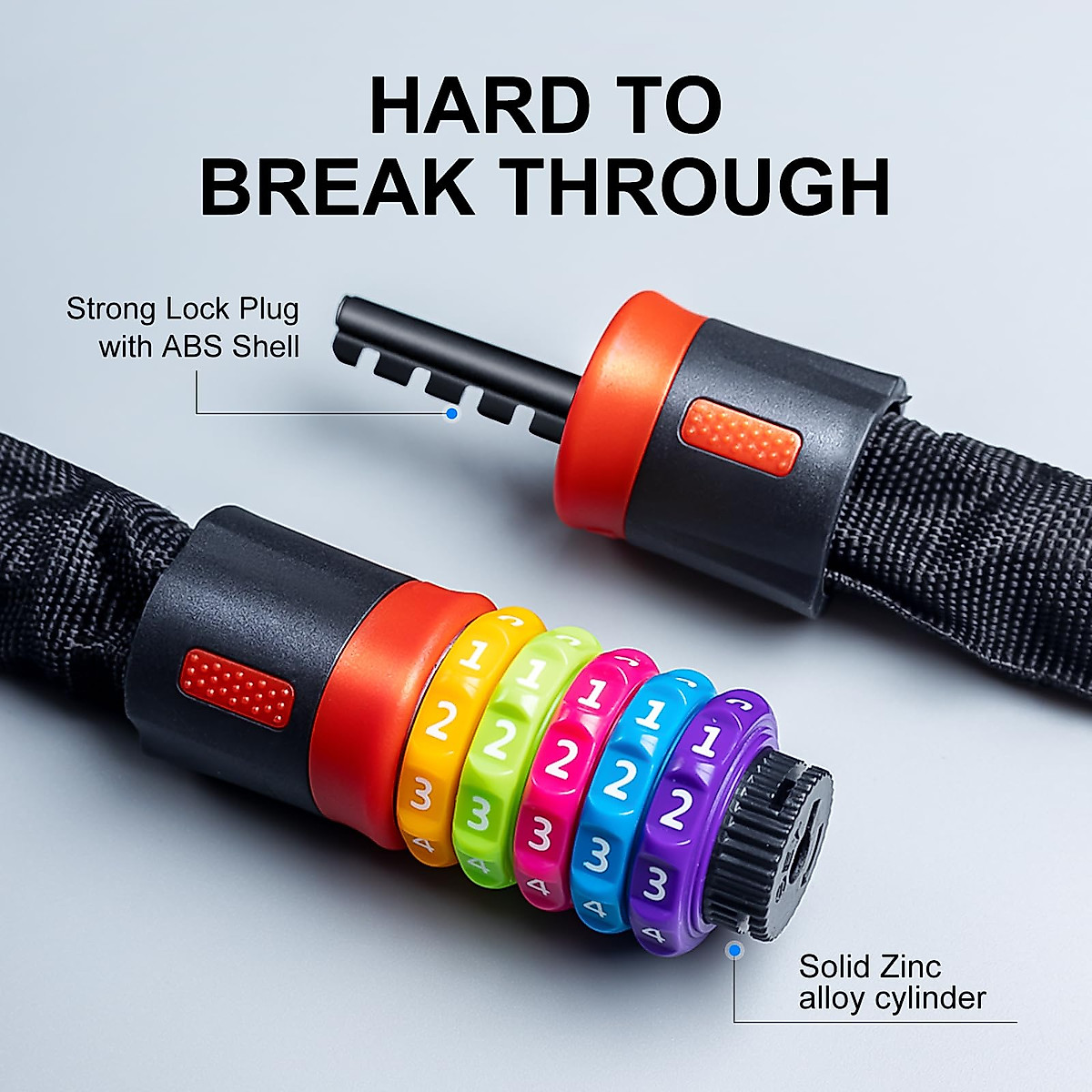 Hydsto Rainbow Bike Lock Combination - 5-Digit Resettable Scooter Lock - 3.2 FT Heavy-Duty Anti-Theft Lock for Bicycle, Motorcycle, Electric Scooter, Gate, Fence