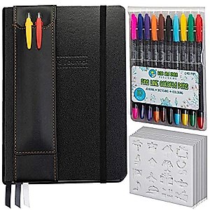 Star Right Bullet Notebook Journal Set - Hardcover Dotted Grid Journal with 260 pages, 10 Bullet Notebook Pens, 12 Stencils and 3 Bookmarks - 5.5x8 [Office Product]