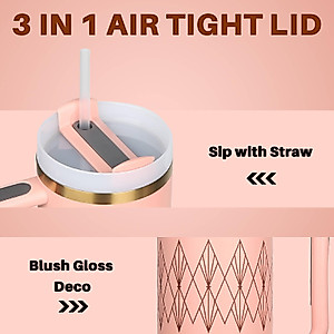 QXV 40 oz Tumbler with Handle and Straw Lid Insulated Reusable Stainless Steel Water Bottle Travel Mug Iced Coffee Cup Travel Mug for Hot and Cold Beverages, BPA-Free, 100% Leakproof Bottle