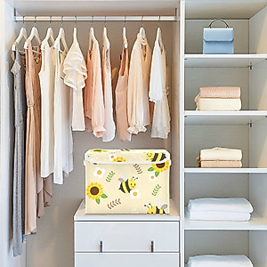 Tatenale Collapsible Storage Bins with Lids Decorative Fabric Storage Cubes Closet Organizer and Storage Basket Boxes Containers for Clothes Box Chest Nursery Folding Rectangle Cute Bee