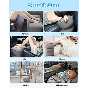 Inflatable Foot Rest for Air Travel - Airplane Foot Rest Adjustable Height Leg Pillow for Kids & Adults on Plane, Car, Train, Office and Home (1 PCS)