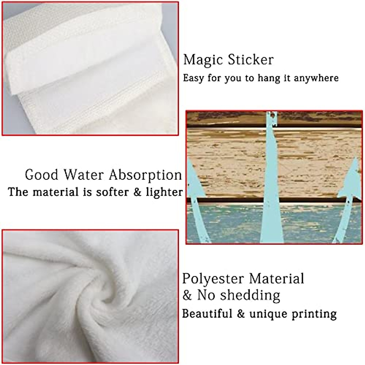 RAWARS Anchor Hand Towels for Bathroom Kitchen - Hanging Kitchen Towels with Loop 2 Pack Wood Nautical Old Stripe Highly Absorbent Soft Cloth Tie Towels for Laundry Room Decor